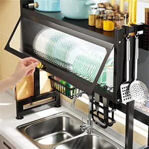 JAHH Kitchen Sink Shelf with Cabinet Door Countertop Plate Storage Cabinet Cupboard Multifunctional Dishwashing Rack Storage Rack