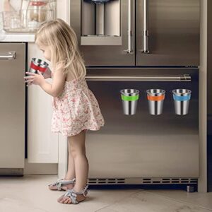 Wownnic Magnetic Cups for Fridge- Magnetic Hanging Cups for Kids- Stainless Steel Cups with Magnetic Cup Holder- 12 Oz Kids Cups Hanging on Fridge or Water Coolers