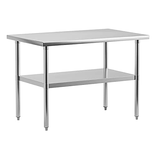 Saranya 18 Shop New Modern Silver 36 inches Stainless Steel Work Table undershelf Adjustable Cook Under Prop Food Strong Commercial Cafeteria Shelf Kitchen Restaurant Office Home 36"L x 24"W x 34"H