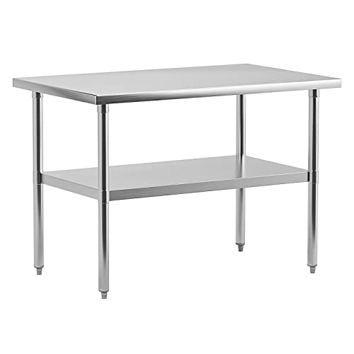 Saranya 18 Shop New Modern Silver 36 inches Stainless Steel Work Table undershelf Adjustable Cook Under Prop Food Strong Commercial Cafeteria Shelf Kitchen Restaurant Office Home 36"L x 24"W x 34"H