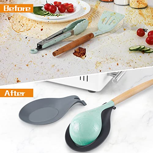 Spoon Rest for Stove Top, 3 Pack Small Silicone Spoon Holder for Kitchen Counter,Coffee Spoon Rest,Heat Resistant Cooking Spoon Holder Perfect Kitchen Gadgets for Kitchen Utensils Spatula,Tongs,Ladles