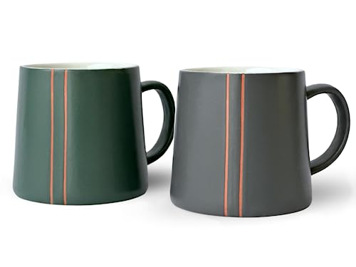 HONED Ceramic Large Coffee Mug Set of 2, 16 oz Coffee Cups, Handcrafted Unique Coffee Mugs or Tea Cup Set, Modern Coffee Mug for Home, Office or Gift, Dishwasher and Microwave Safe