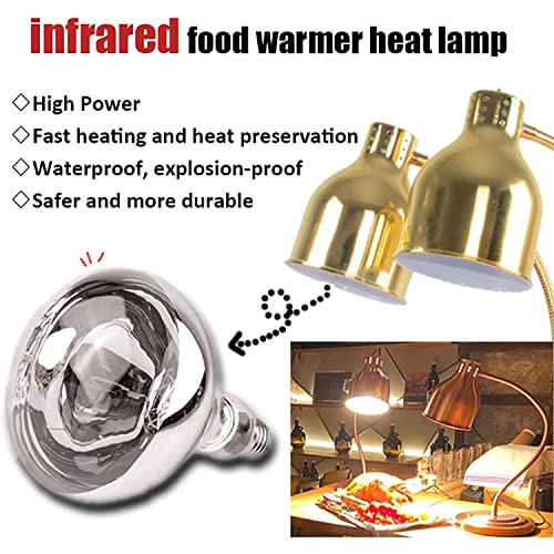 HNCXHX Food Heat Lamp,Commercial Food Warmers for Parties Buffets for Pizza Steak Fried Chicken, Double Head Multi-Directional Adjustment Catering Buffet Heat Lamp,Silver