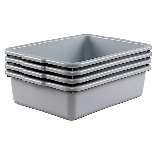 Yuright 4 Pack 13 L Commercial Bus Tubs, Grey, Small Restaurant Dish Tub Box