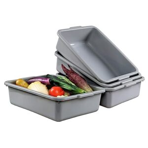 Yuright 4 Pack 13 L Commercial Bus Tubs, Grey, Small Restaurant Dish Tub Box