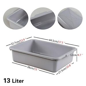 Yuright 4 Pack 13 L Commercial Bus Tubs, Grey, Small Restaurant Dish Tub Box