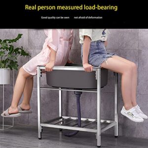 Freestanding Kitchen Sink, Stainless Steel Laundry Sink, Portable Sink with Hot and Cold Water Tap Storage Rack and Drainer Basket for Laundry Room, Kitchen, Garden, Bathroom, Workshop ( Size : 55*40*