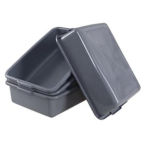 drephia 4 pack 13 l utility commercial bus totes, plastic wash basin bus box, gray