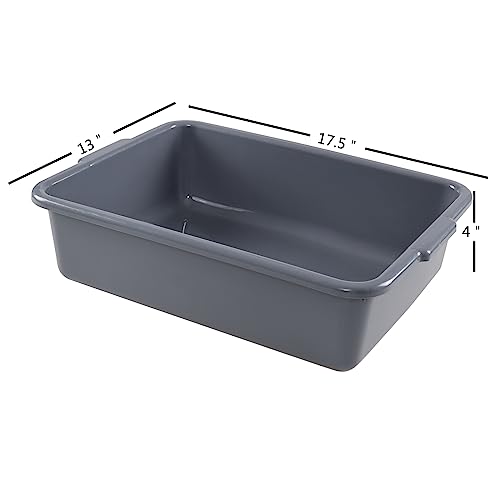 Drephia 4 Pack 13 L Utility Commercial Bus Totes, Plastic Wash Basin Bus Box, Gray