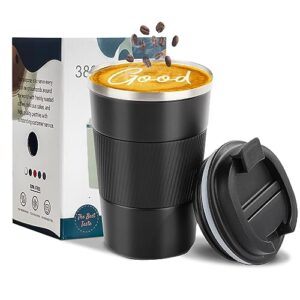 coffee travel mug spill proof leak proof 14oz,insulated coffee mug with lid,best coffee to go cups reusable,small coffee thermos no handle for men and women for hot & cold drinks