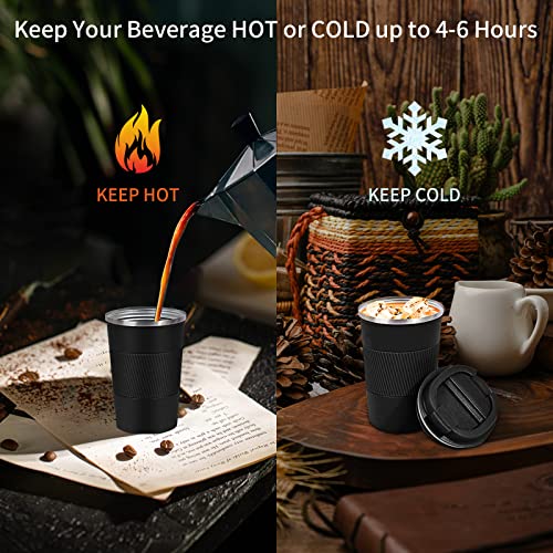 Coffee Travel Mug Spill Proof Leak Proof 14oz,Insulated Coffee Mug with Lid,Best Coffee to Go Cups Reusable,Small Coffee Thermos No Handle for Men and Women for Hot & Cold Drinks