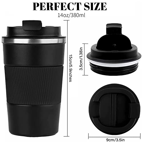 Coffee Travel Mug Spill Proof Leak Proof 14oz,Insulated Coffee Mug with Lid,Best Coffee to Go Cups Reusable,Small Coffee Thermos No Handle for Men and Women for Hot & Cold Drinks