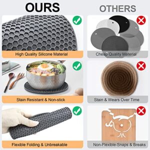 Silicone Trivets for Hot Pots and Pans, Trivets for Hot Dishes, Durable Silicone Trivet Mat Hot Plates to Protect Table,Hot Pads for Kitchen, Pot Holders for Kitchen Heat Resistant Mats for Countertop