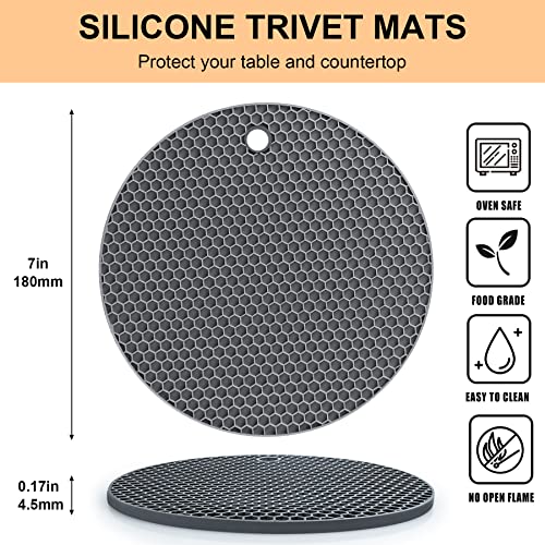 Silicone Trivets for Hot Pots and Pans, Trivets for Hot Dishes, Durable Silicone Trivet Mat Hot Plates to Protect Table,Hot Pads for Kitchen, Pot Holders for Kitchen Heat Resistant Mats for Countertop