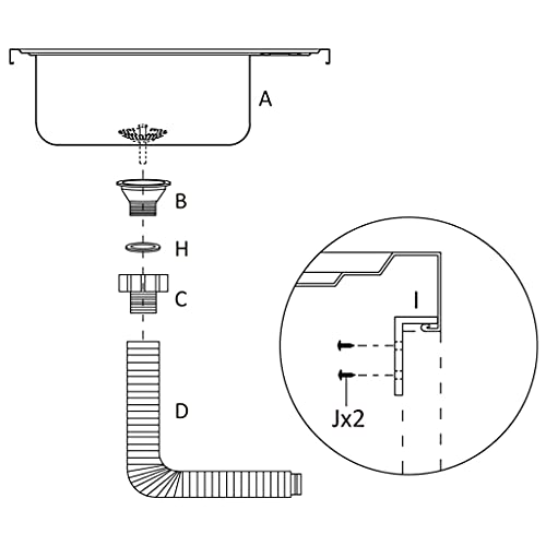 Silver Sink, 600x600x155mm Silver Kitchen Sink Stainless Steel 150mm Depth Silver for Kitchen for Family