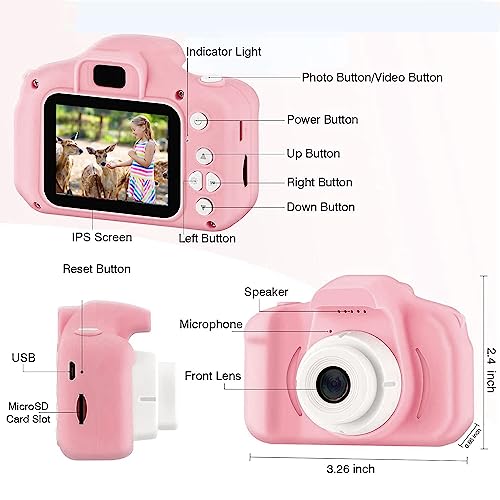 Kids Camera,Toddler Camera for Kids 3-8 Years Old, Toy Gifts for Boys and Girls,Portable Birthday Gifts for 3 4 5 6 7 8 Year Old, Rechargeable 1080P Digital Video Cameras with 32GB SD Card