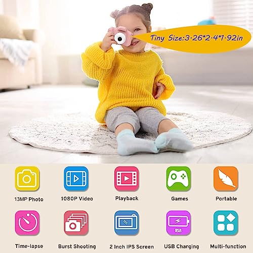 Kids Camera,Toddler Camera for Kids 3-8 Years Old, Toy Gifts for Boys and Girls,Portable Birthday Gifts for 3 4 5 6 7 8 Year Old, Rechargeable 1080P Digital Video Cameras with 32GB SD Card