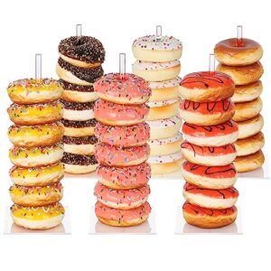 aredpoook donut stand bagel stand 6 pack, acrylic doughnut holder, clear donut display stand, bagel tower stand, wall display stand holder for birthday, wedding, baby shower, christmas, party