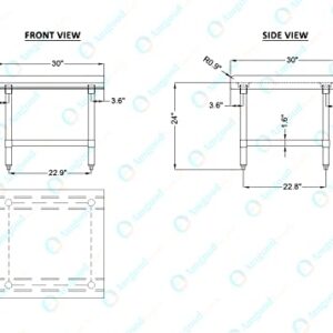 AmGood Stainless Steel Equipment Stand - Heavy Duty, Commercial Grade, with Undershelf, NSF Certified (30" Width x 30" Length)