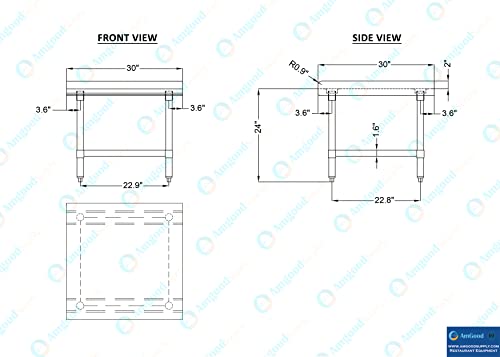 AmGood Stainless Steel Equipment Stand - Heavy Duty, Commercial Grade, with Undershelf, NSF Certified (30" Width x 30" Length)