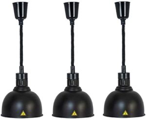 buffet hotel restaurant bavelet light, 3 pack, black food heat lamp warmer free standing commercial vertical thermal thermal threading ajastable chandelier