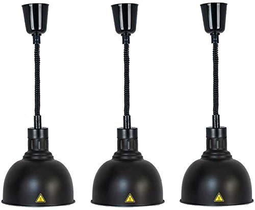 Buffet Hotel Restaurant Bavelet Light, 3 Pack, Black Food Heat Lamp Warmer Free Standing Commercial Vertical Thermal Thermal Threading Ajastable Chandelier