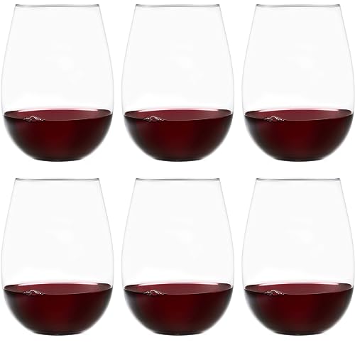 Voted New York Times Best Stemless Glass 2017, Elegant European Lead-Free Crystal Stemless Wine Glasses, Set of 6, 17 Fl Oz, Perfect for Scotch, Whisky, Cocktails, Water, and Smoothies