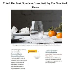 Voted New York Times Best Stemless Glass 2017, Elegant European Lead-Free Crystal Stemless Wine Glasses, Set of 6, 17 Fl Oz, Perfect for Scotch, Whisky, Cocktails, Water, and Smoothies