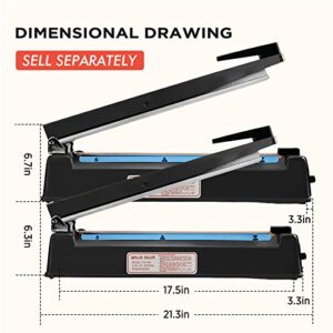 Impulse Heat Sealer 12 Inch Seal Bag Machine,5MM Sealing Width 110V Portable Handheld Shrink Wrap Heavy Duty Sealers for Mylar/Plastic/Poly/Cookie Bags-2 Fuse & Strip Replacement Kits