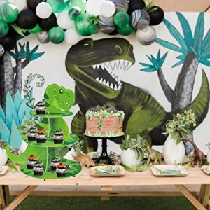 Dinosaur Party Cupcake Stand Dinosaur Birthday Decorations for Kids Boys Jungle Theme Dinosaur Party Supplies 3Tier Cardboard Cupcake Dessert Tower Dino Cupcake Holder