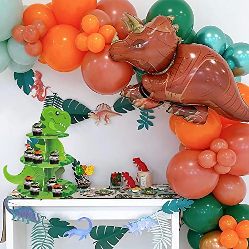 Dinosaur Party Cupcake Stand Dinosaur Birthday Decorations for Kids Boys Jungle Theme Dinosaur Party Supplies 3Tier Cardboard Cupcake Dessert Tower Dino Cupcake Holder