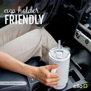 Ello Port 40oz Tumbler with Carry Loop & Integrated Handle, Vacuum Insulated Stainless Steel Reusable Water Bottle, Travel Mug with Leak Proof Lid and Straw, Perfect for Iced Coffee and Tea, Mauve