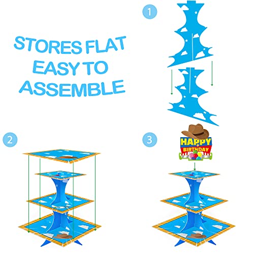 3-Tier Cartoon Story Cupcake Stand 2 Sets Cardboard Cake Stand Dessert Tower Holder for Toy Theme Birthday Decoration Baby Shower Party Supplies