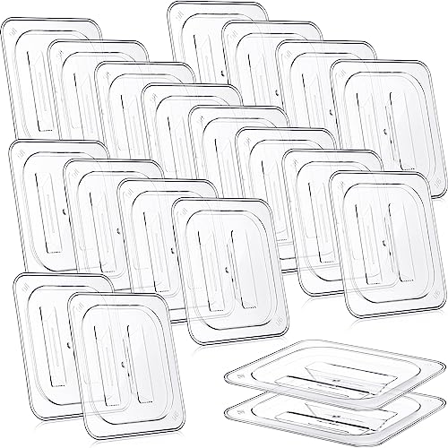 Hoolerry 24 Pcs Polycarbonate Food Pan Lid with Handle 1/6 Size Hotel Pan Cover Clear Hotel Pan Lid for Restaurant Commercial Food Container and Storage