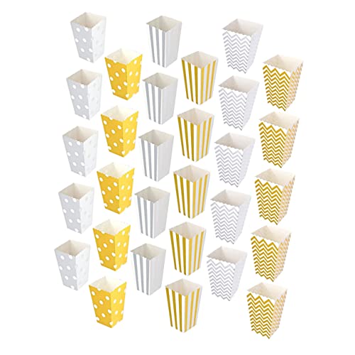 Cabilock 30pcs Popcorn Boxes Popcorn Box Cardboard Popcorn Box Paper Chicken Box Paper Candy Container Snack Container Candy Containers Popcorn Containers Vertical Stripe Boxes Party Supply