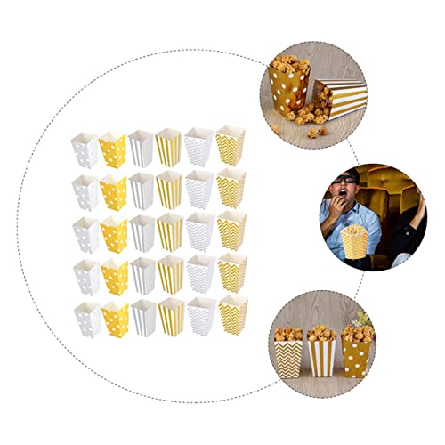 Cabilock 30pcs Popcorn Boxes Popcorn Box Cardboard Popcorn Box Paper Chicken Box Paper Candy Container Snack Container Candy Containers Popcorn Containers Vertical Stripe Boxes Party Supply