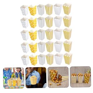 Cabilock 30pcs Popcorn Boxes Popcorn Box Cardboard Popcorn Box Paper Chicken Box Paper Candy Container Snack Container Candy Containers Popcorn Containers Vertical Stripe Boxes Party Supply