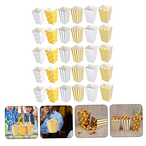 Cabilock 30pcs Popcorn Boxes Popcorn Box Cardboard Popcorn Box Paper Chicken Box Paper Candy Container Snack Container Candy Containers Popcorn Containers Vertical Stripe Boxes Party Supply