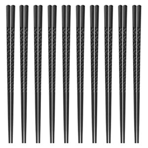 ohtomber black fiberglass chopsticks reusable - 10 pairs 9.5 inch chop sticks pack reusable dishwasher safe, japanese style non-slip chopstick