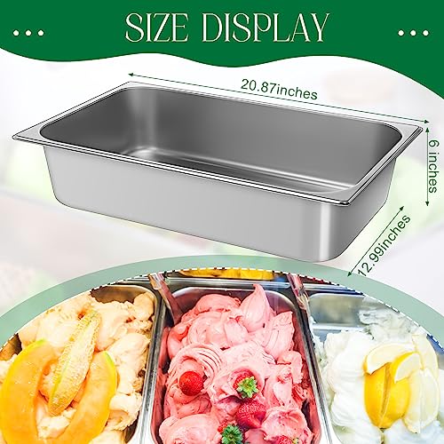 Sunnyray 9 Pack Hotel Pan Full Size 6 Inch, Deep Steam Pan Bulk, Steam Table Pan Thick Stainless Steel Full Size Pan Commercial Pan for Restaurant Buffet Event Catering Supplies