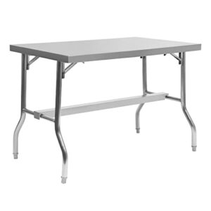 Stainless Steel Table Heavy Duty Work Table 4ft Folding Table Island Table for Kitchen Prep Table Commercial Worktables & Workstations with 1102 lbs Load, Silver