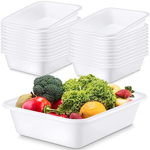 Wesiti 20 Pcs Plastic Bus Tubs 9L Bus Tubs, Large Food Service Box Restaurant Bus Tubs Dish Washing Box for Restaurant, Kitchen, Cafeteria Organization Cleaning, White, 15" L x 12" W x 4" H