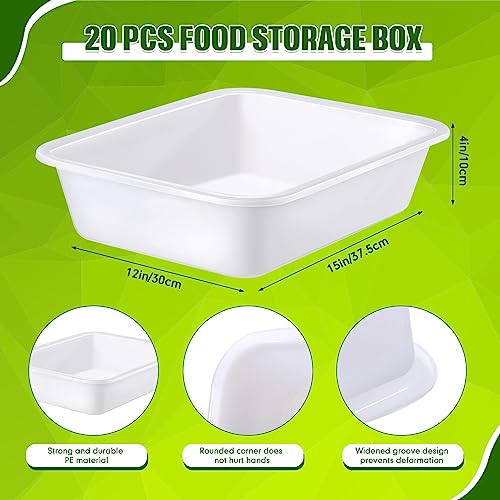 Wesiti 20 Pcs Plastic Bus Tubs 9L Bus Tubs, Large Food Service Box Restaurant Bus Tubs Dish Washing Box for Restaurant, Kitchen, Cafeteria Organization Cleaning, White, 15" L x 12" W x 4" H