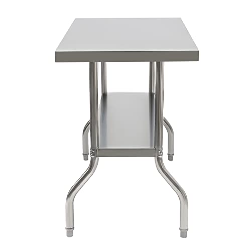 CNCEST Folding Commercial Prep Table, Heavy-Duty Stainless Steel Worktable Workstation with 1102.3lbs, Kitchen Serving Island Work Table for Families, Restaurants, Canteens