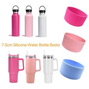 Klasikok Water Bottle Boot for Stanley Cup 40OZ,Accessories Charms Chapsticks Holder for Stanley Tumbler with Handle (Pink,Transparent)