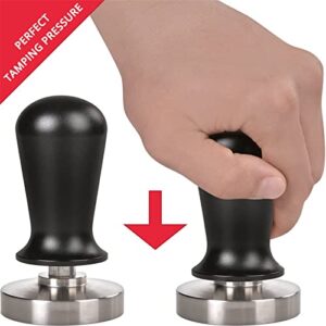 Calibrated Coffee Tamper, Spring Loaded Tamper Aluminum Alloy Ergonomic Handle for Home (58 Thread Bottom)