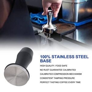 Calibrated Coffee Tamper, Spring Loaded Tamper Aluminum Alloy Ergonomic Handle for Home (58 Thread Bottom)