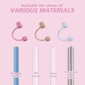 [9 Pack] Straw Cover Cap 10MM for Stanley Cup Adventure Quencher 40oz, Reusable Silicone Stopper tips for Stanley Tumbler 30oz, 20oz,12oz Accessories, Fits 0.4 inch Drinking Straws (Blue/Pink/Brown)