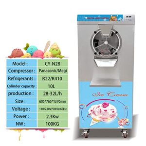 Mvckyi 10L/2.64 Gal Cylinder Gelato Maker Hard Ice Cream Machine for Commercial use, 40L/H