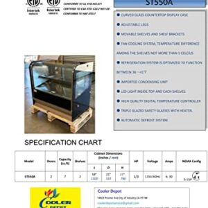 Bakery Display Cooler Case Counter top Desktop vertical Commercial refrigerator Pastry Deli 60" Glass NSF ETL UL-ST550A